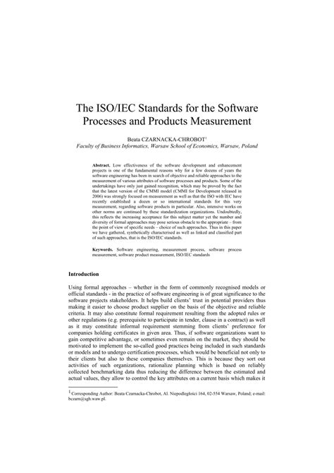 PDF The ISO IEC Standards For The Software Processes And Products Measurement