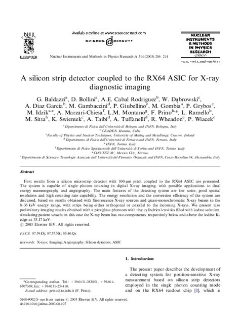 Pdf A Silicon Strip Detector Coupled To The Rx64 Asic For X Ray