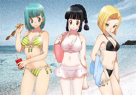 Android 18 Bulma And Chi Chi Dragon Ball And 1 More Drawn By