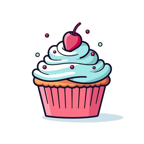 Um Cupcake Uma Cereja No Topo Vetor Premium