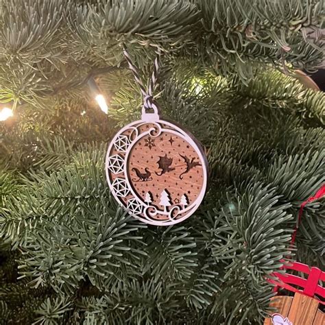 D20 Dragon Sleigh Dnd Dice Game Christmas Ornament Etsy