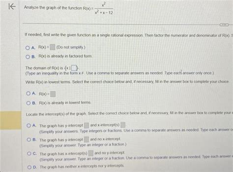 solved analyze the graph of the function r x x2 x−12x2 if