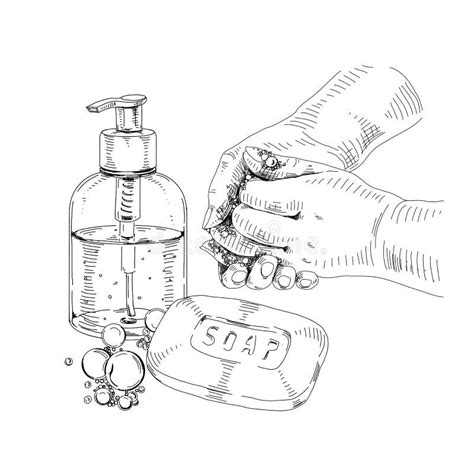 Medical Alcohol Bottle Hand Drawn Retro Vector Illustration Stock