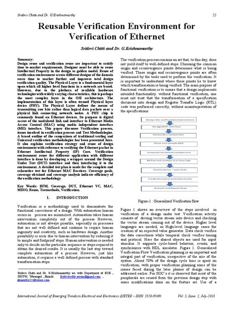Reusable Verification Environment For Verification Of Ethernet Pdf