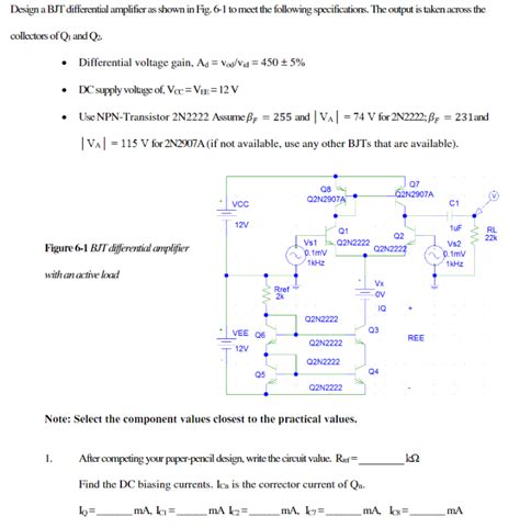 Bjt Differential Amplifier Parameters At Mary Lockridge Blog