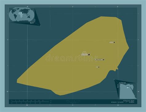 Al Fayyum Egypt Solid Labelled Points Of Cities Stock Illustration