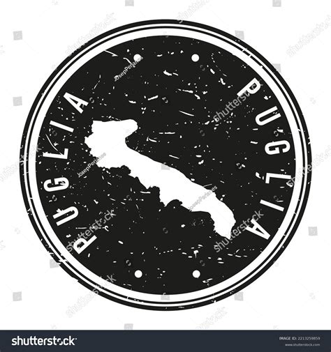 Puglia Italy Silhouette Postal Passport Stamp Stock Vector Royalty