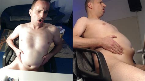 Chris Exposes His Fattened Up Stomach And Masturbates