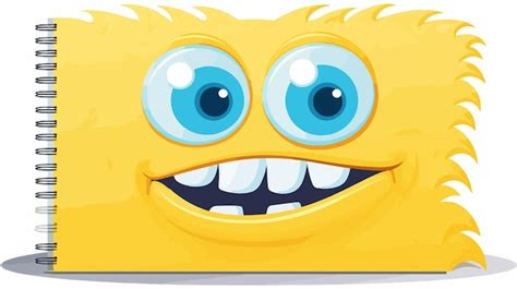 Cute Yellow Notebook Template With Angry Blue Monster Premium Ai
