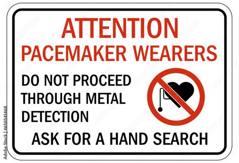 Magnetic Field And Pacemaker Warning Sign And Labels Pacemaker Wearers