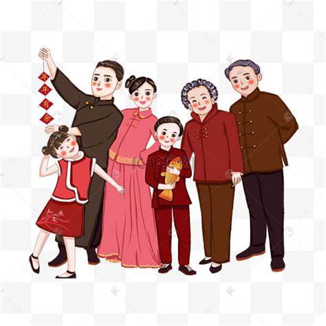 手绘一家五口图片 手绘一家五口图片素材免费下载 千库网