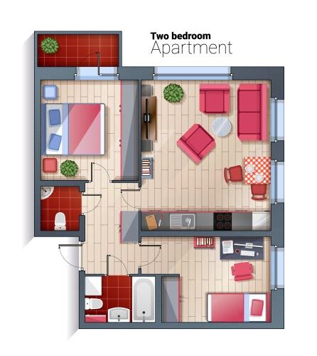 Interior Top View Office Furniture Design Vector Image