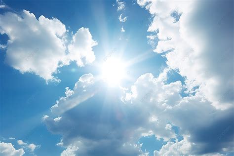 흰 구름 사이로 햇빛이 비치는 푸른 하늘과 빛나는 태양 사진 및 무료 다운로드를위한 그림 Pngtree
