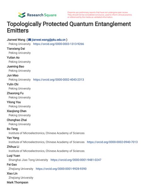 PDF Topologically Protected Quantum Entanglement Emitters