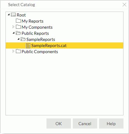 Select Catalog Dialog Box Properties Logi Analytics