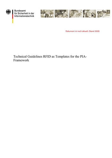 Pdf Technical Guidelines Rfid As Templates For The Pia Framework
