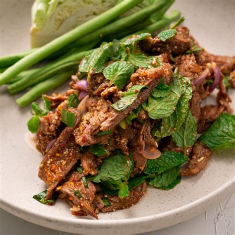 Spicy Thai Grilled Beef Salad Nam Tok Nuea Marions Kitchen