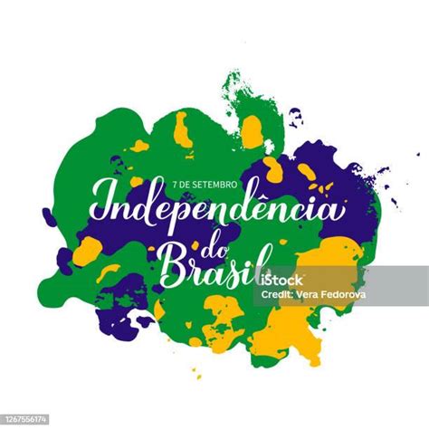 브라질 독립기념일 서예 손 글자 브라질 공휴일은 9월 7일에 축하되었습니다 타이포그래피 포스터 배너 인사말 카드 전단지 등을 위한 벡터 템플릿 7에 대한 스톡 벡터 아트 및