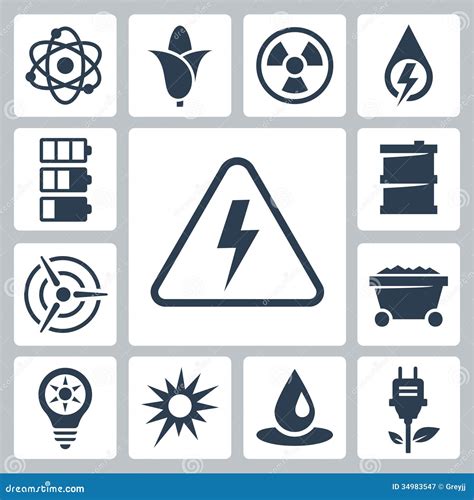 Vector Energy Icons Set Stock Vector Illustration Of Drop 34983547