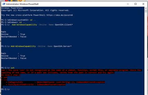 Настройка Ssh Windows 10