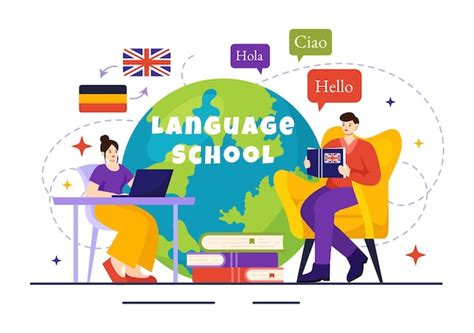 Premium Vector Language School Vector Illustration Of Training