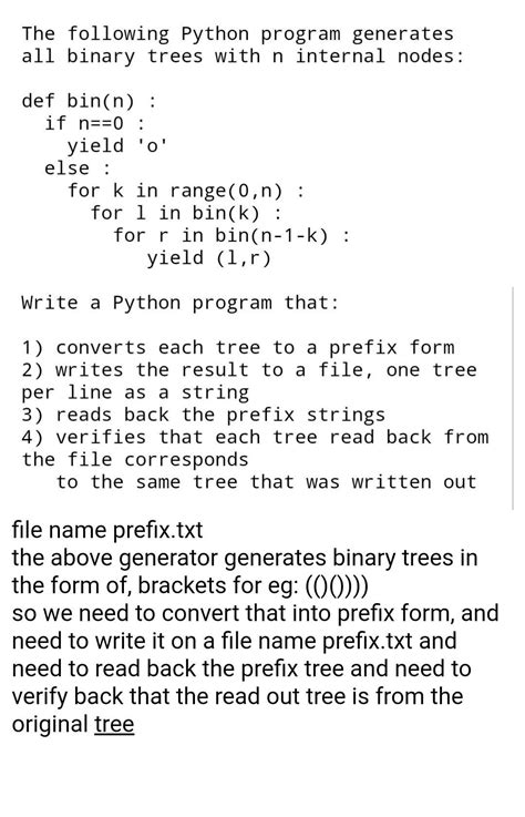 Solved The Following Python Program Generates All Binary
