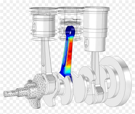 reciprocating engine simulation results von mises stress illustration