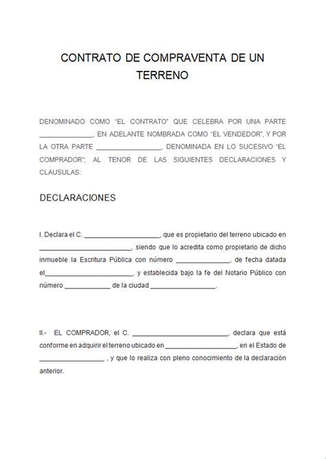 Ejemplo De Un Contrato De Compraventa De Un Terreno Ejemplo