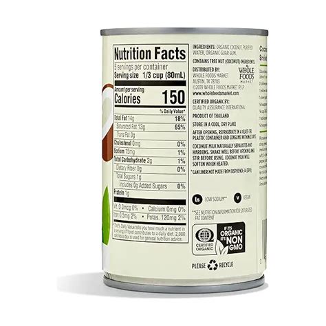 WHOLE FOODS MARKET ORGANIC UNSWEETENED COCONUT MILK Fl Oz At Whole Foods Market