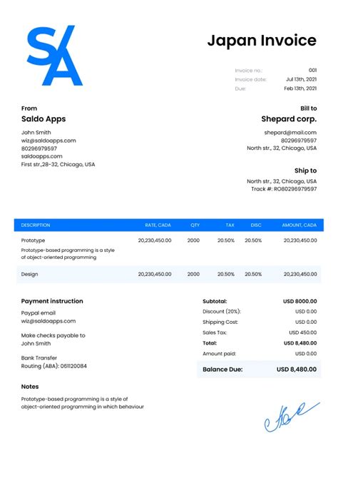 Japanese Invoice Templates Download Japan Invoice Saldoinvoice