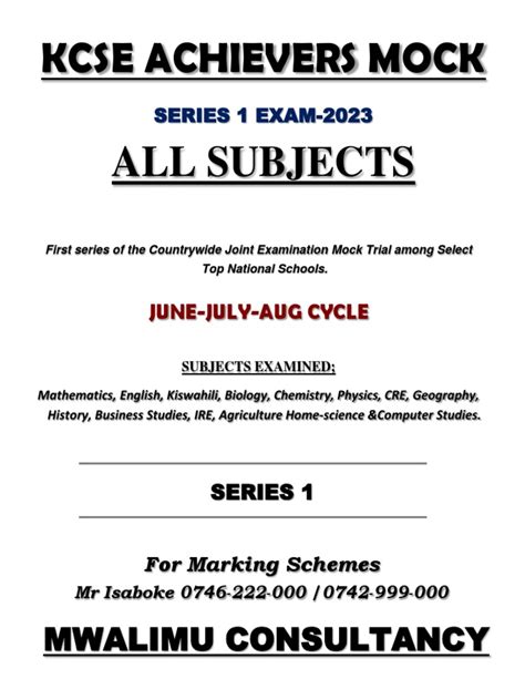 Kcse 2023 Achievers Mock S1 Pdf Jesus Kenya