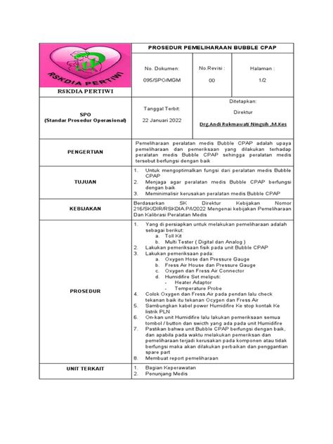 Sop Alat Life Support Cpap Pdf