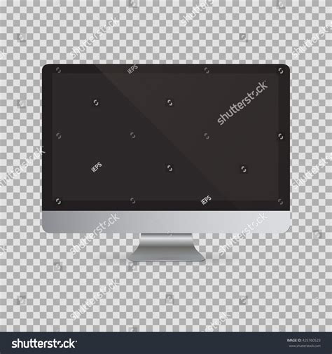 Realistic Computer Monitor Isolated Background Vector Stock Vector