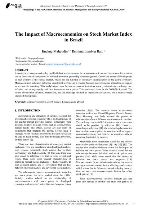 Pdf The Impact Of Macroeconomics On Stock Market Index In Brazil