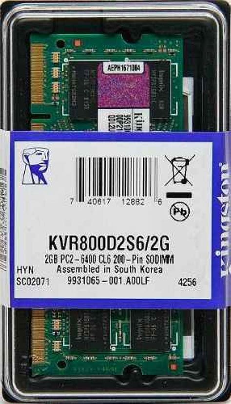 Kingston 2gb 800mhz Sodimm Ddr2 800 200 Pin Notebook Value Ram Kvr800d2s6 2gb