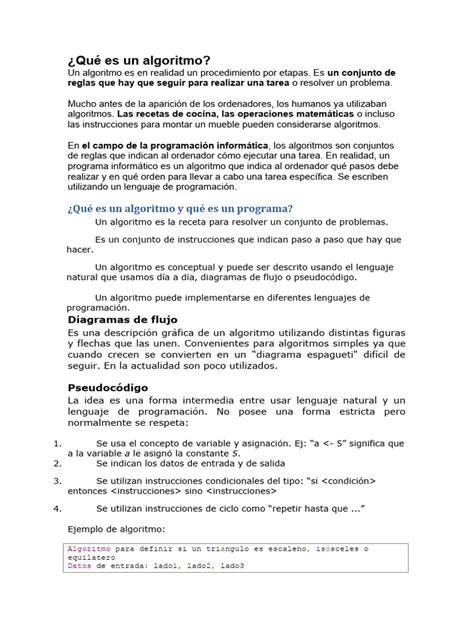 Algoritmo Pdf Algoritmos Lenguaje De Programación