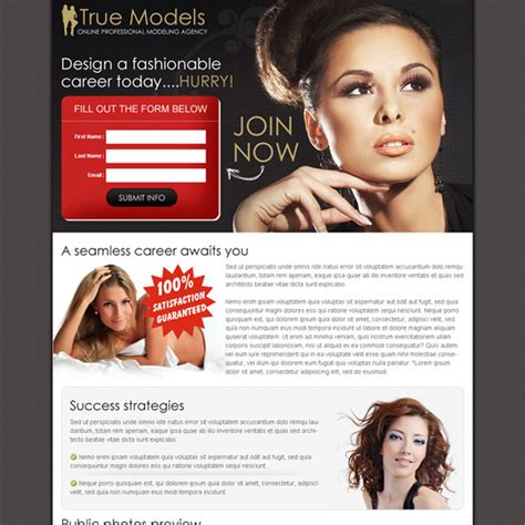 Fashion And Modeling Landing Page Design Templates To Capture Leads