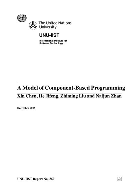 Pdf A Model Of Component Based Programming