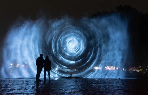 Water Light Installation Water Wave Stage Lighting Night Sky Art