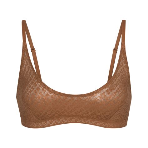 Logo Mesh Foil Skimpy Triangle Bralette Caramel Foil Skims