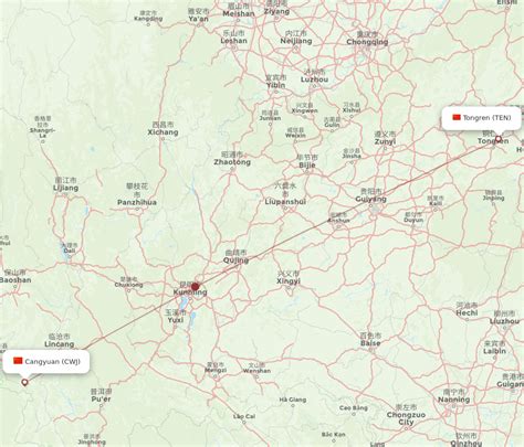 Flights From Cangyuan To Tongren Cwj To Ten Flight Routes