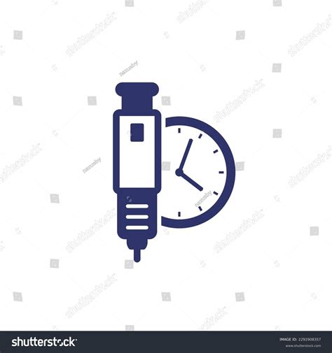 Insulin Injection Time Icon On White Stock Vector Royalty Free
