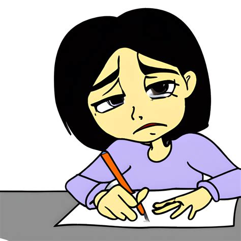 Anxious Girl Writing Caricature · Creative Fabrica
