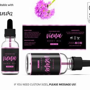 Editable Hot Pink Skincare Labels Template Body Butter Labels Jar Labels Bottle Labels Product