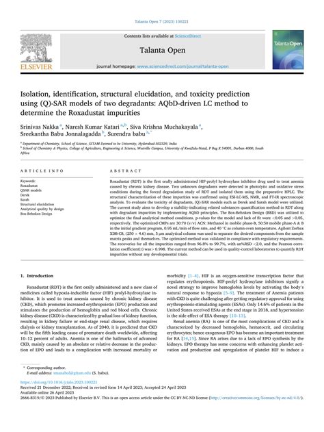 Pdf Isolation Identification Structural Elucidation And Toxicity Prediction Using Q Sar