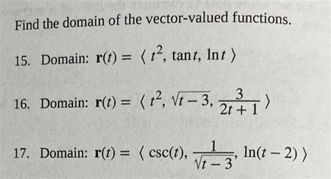 Solved Find The Domain Of The Vector Valued Functions 15 Chegg Com
