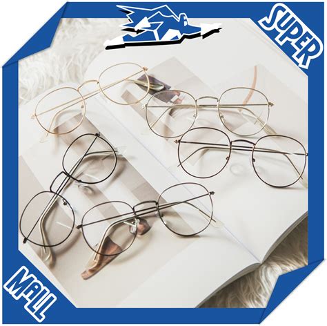 ⭐super Mall⭐ Frame Kacamata Wanitapria Kaca Mata Cowokcewek Bulat Lucu Aksesoris Fashion Korea