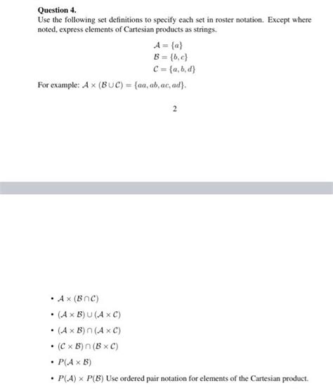 solved question 4 use the following set definitions to