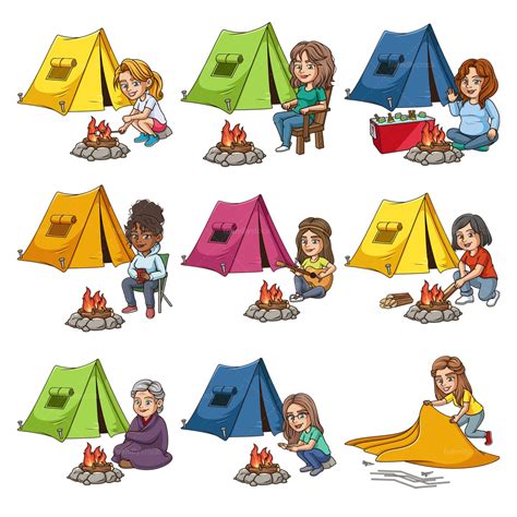 Women Camping Clipart Vector Graphics Collection Friendlystock