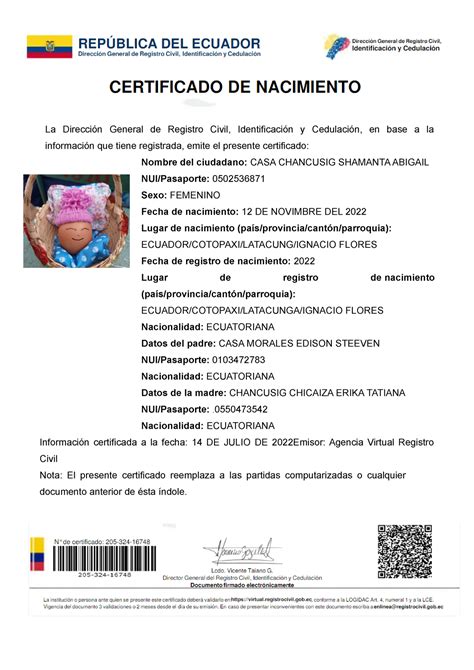 Actas De Nacimiento